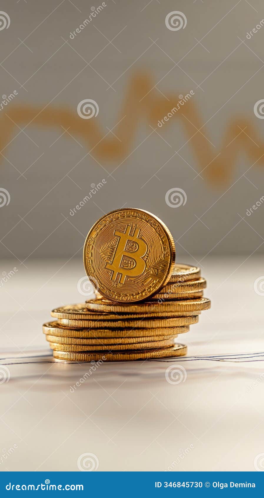 Bitcoin Stack Balancing on Financial Chart Showing Growth Stock Photo ...