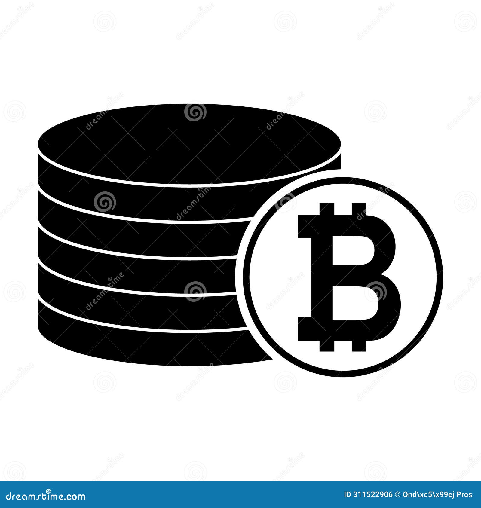 Bitcoin Stack Coin, Flat Icon Money Design, Cash Sign Vector ...