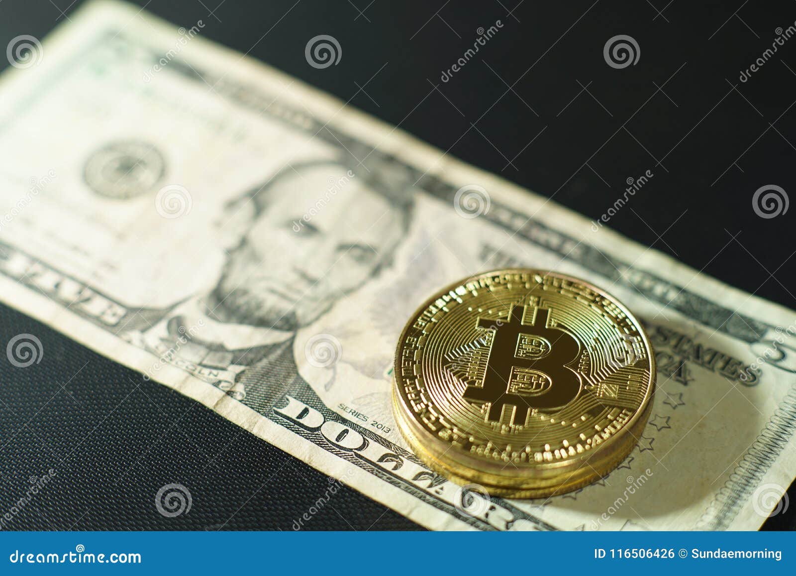 Bitcoin Stack on Multi National Banknote Bill Background, Bitcoin ...