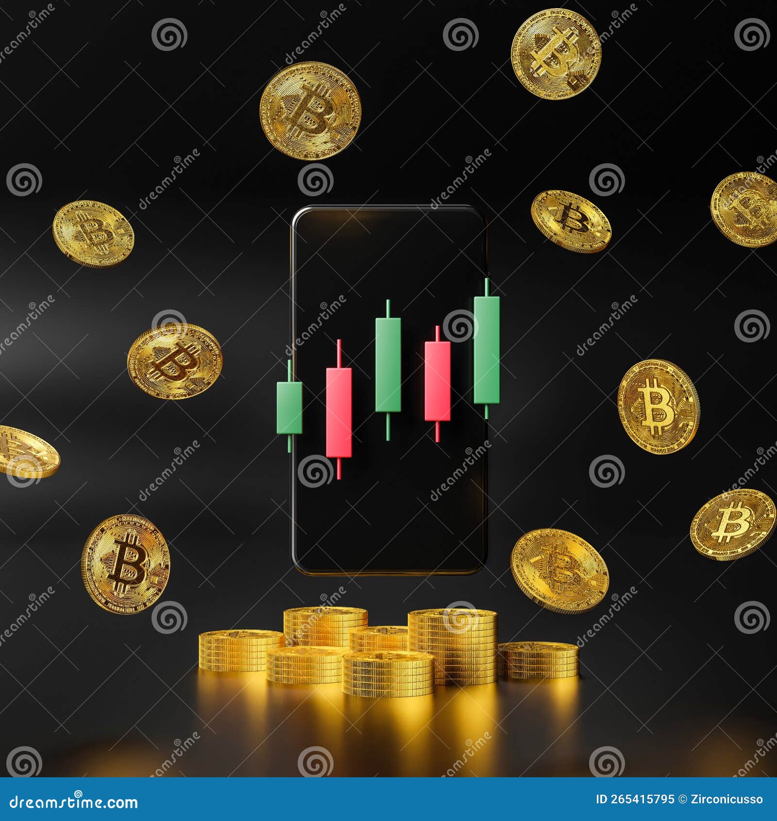 Bitcoin stack stock illustration. Illustration of coin - 265415795