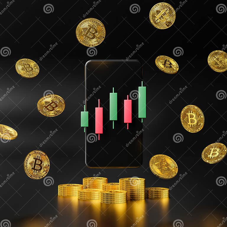Bitcoin stack stock illustration. Illustration of coin - 265415795
