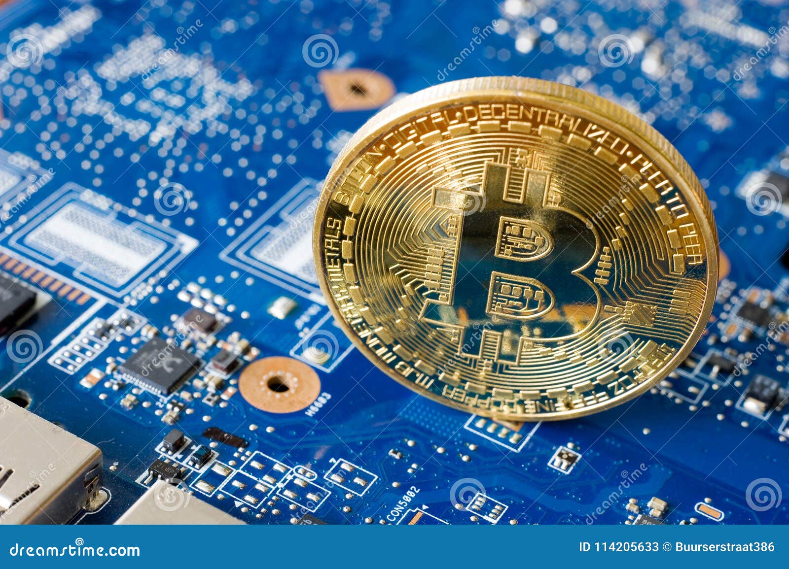 Bitcoin on motherboard stock image. Image of cryptocurrency - 114205633