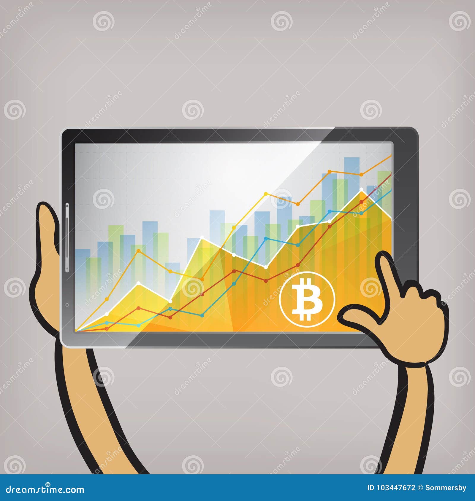 Bitcoin Statistics Chart Showing Different Growing Graphs on the Stock ...