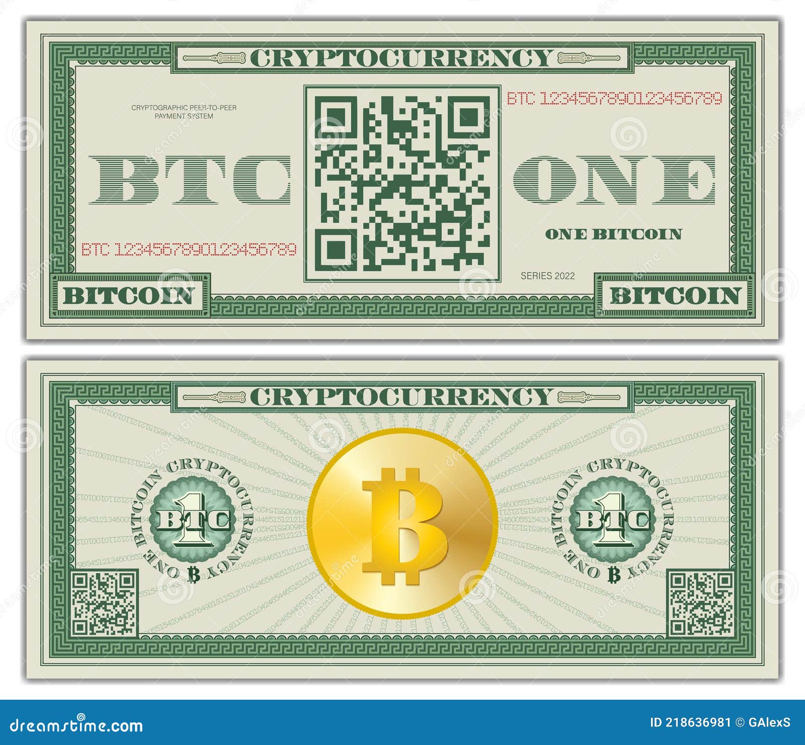 Bitcoin in the Style of Paper Money, US Dollars. One Bitcoin ...
