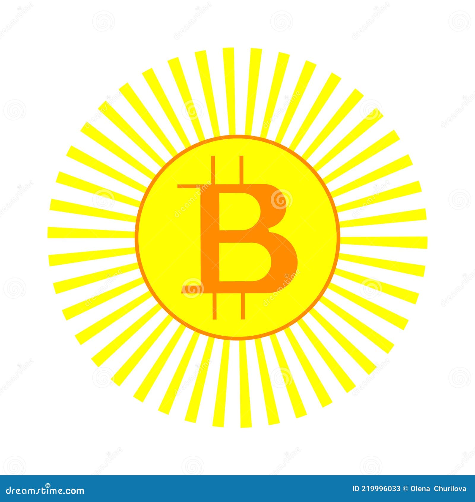 Bitcoin and Sun Icon Vector Illustration in Flat Style Isolated on ...