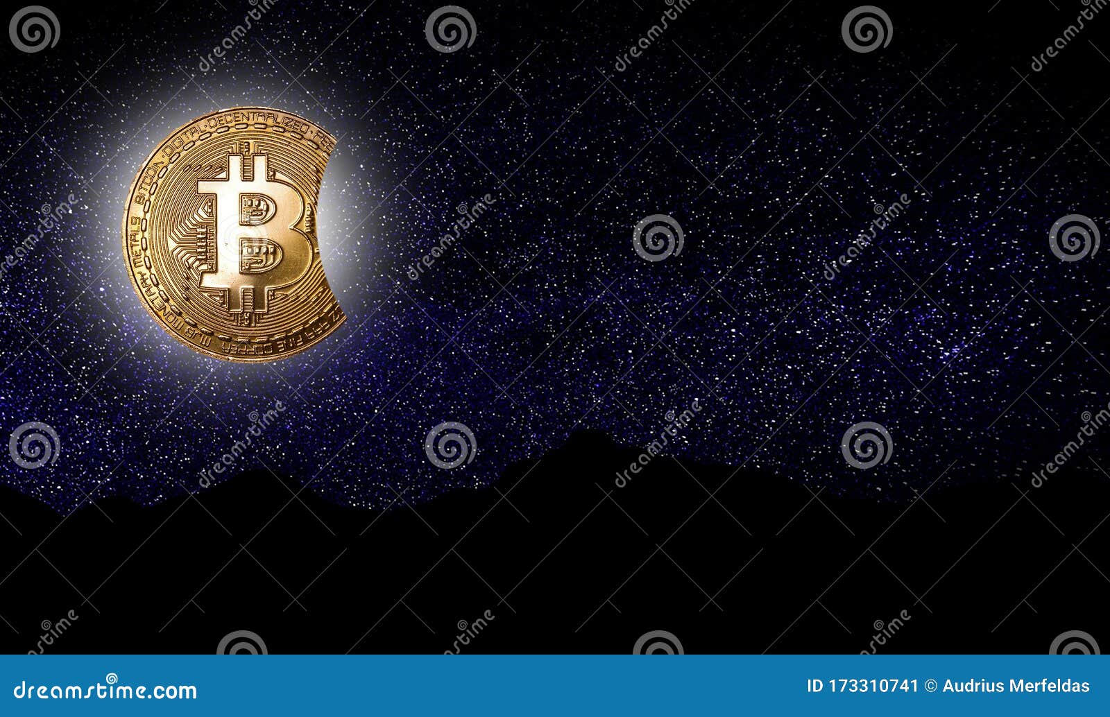 Bitcoin Symbol As a Moon in Front of Night Sky Stock Image - Image of ...