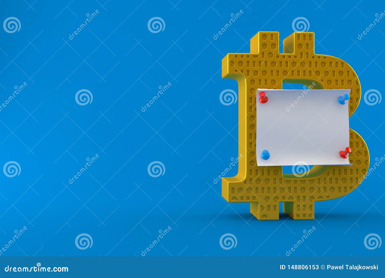 Bitcoin Symbol with Blank Note Stock Illustration - Illustration of ...