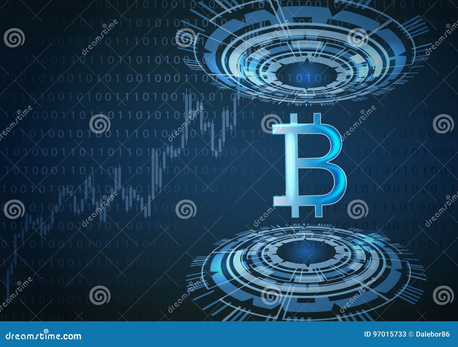 Bitcoin Symbol and Futuristic Background. Stock Vector - Illustration ...