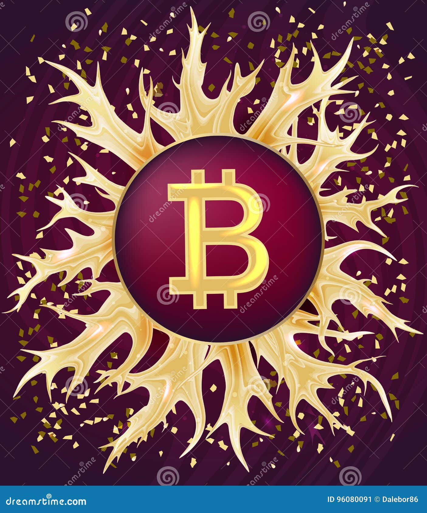 Bitcoin Symbol and Gold Ornaments. Stock Vector - Illustration of ...