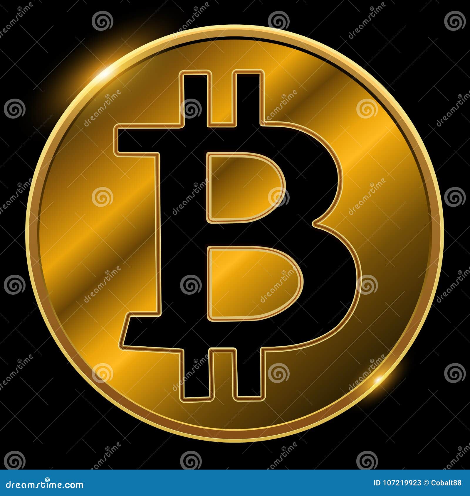 Bitcoin symbol gold stock vector. Illustration of electronic - 107219923