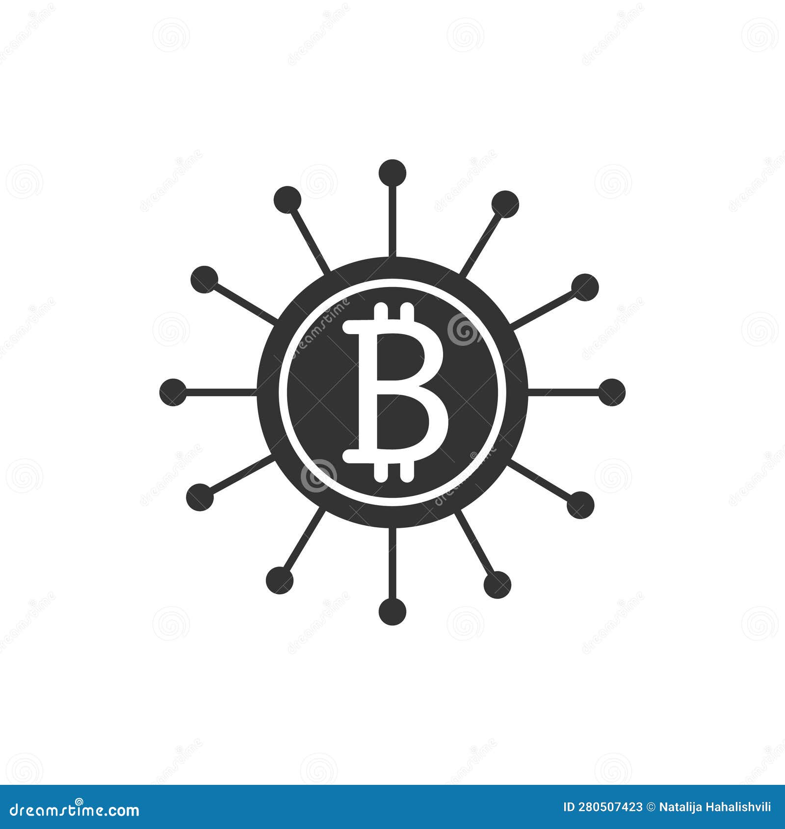 Bitcoin Symbol Icon, Black and White Design. Crypto Payment Stock ...
