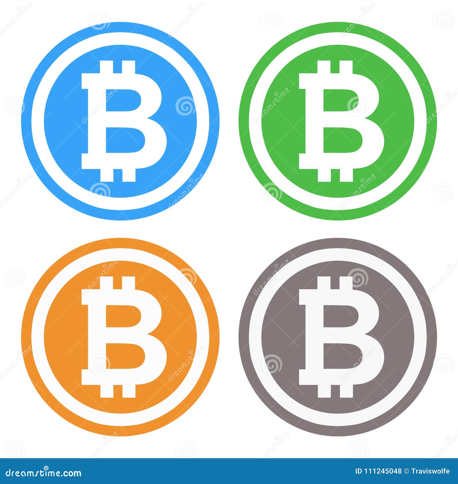 Bitcoin Symbol Illustration in 4 Colors. Stock Illustration ...