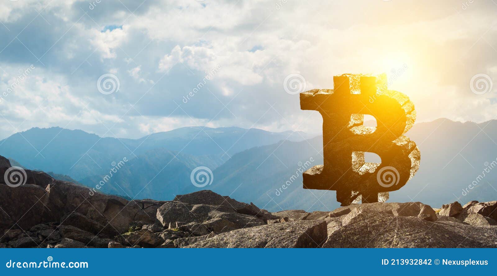 Bitcoin Symbol on a Mountain Stock Photo - Image of rock, abstract ...