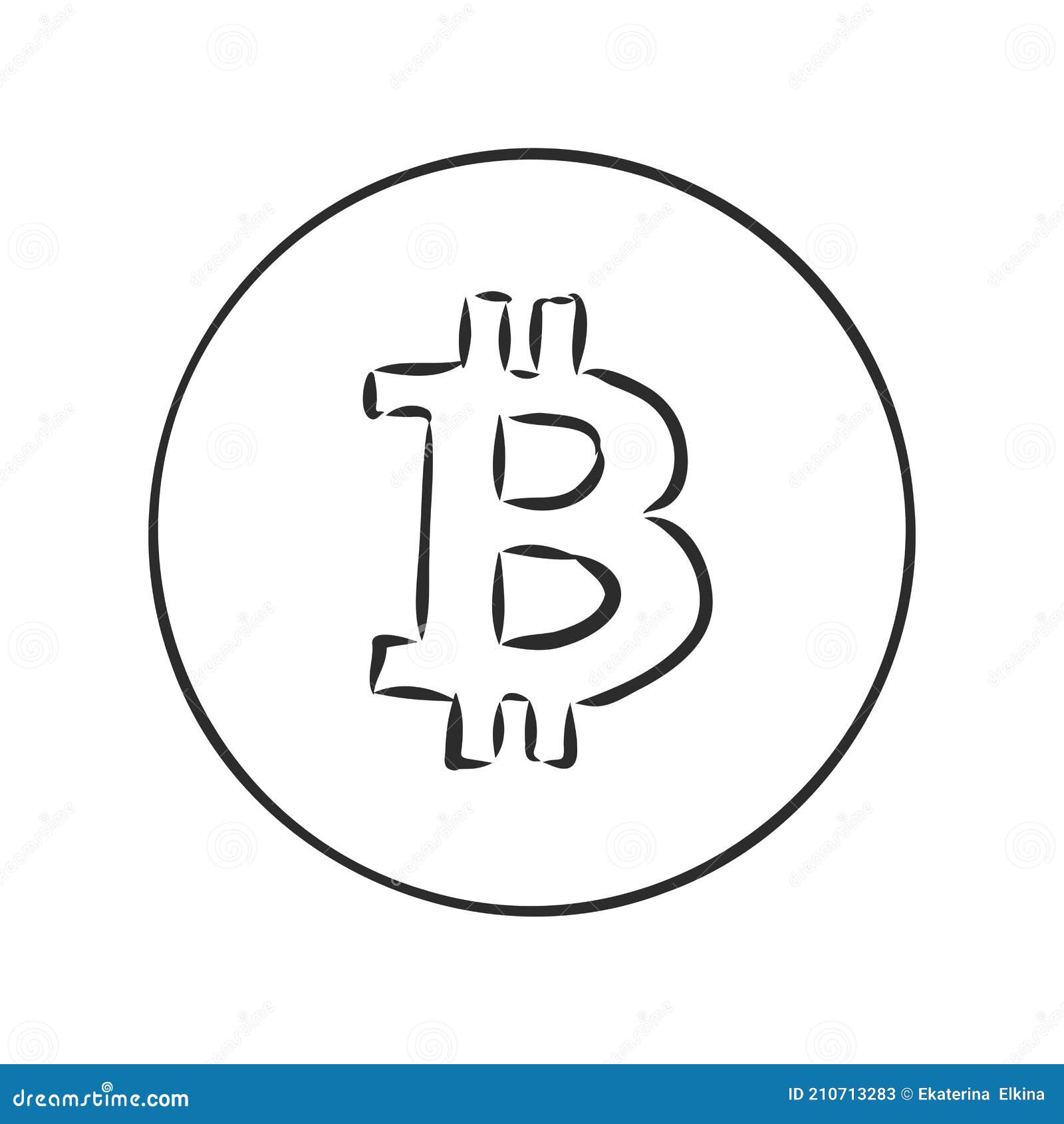 Bitcoin Symbol. Outline Vector Illustration Isolated on White ...