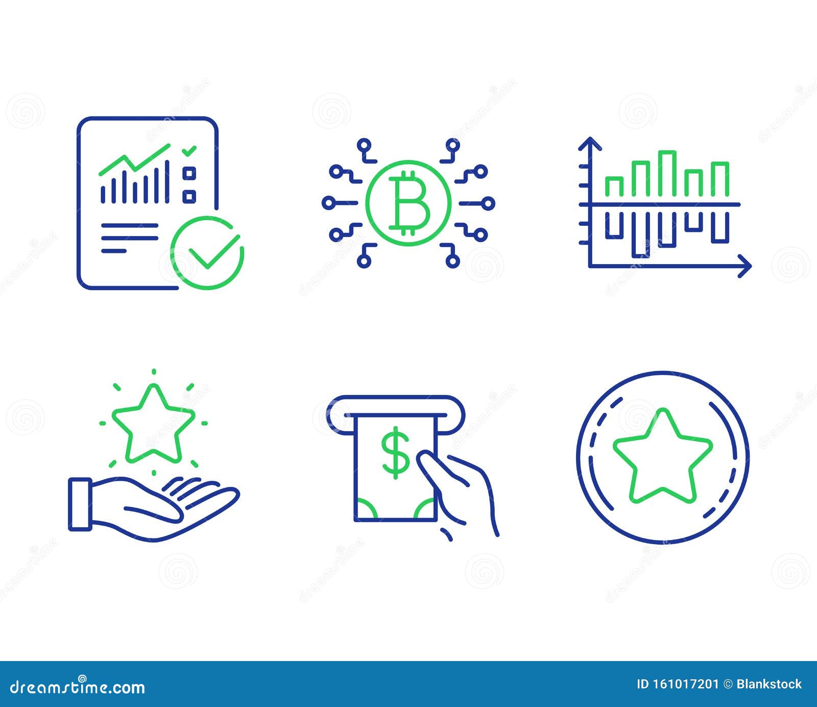 Bitcoin System, Diagram Chart and Loyalty Program Icons Set. Vector ...