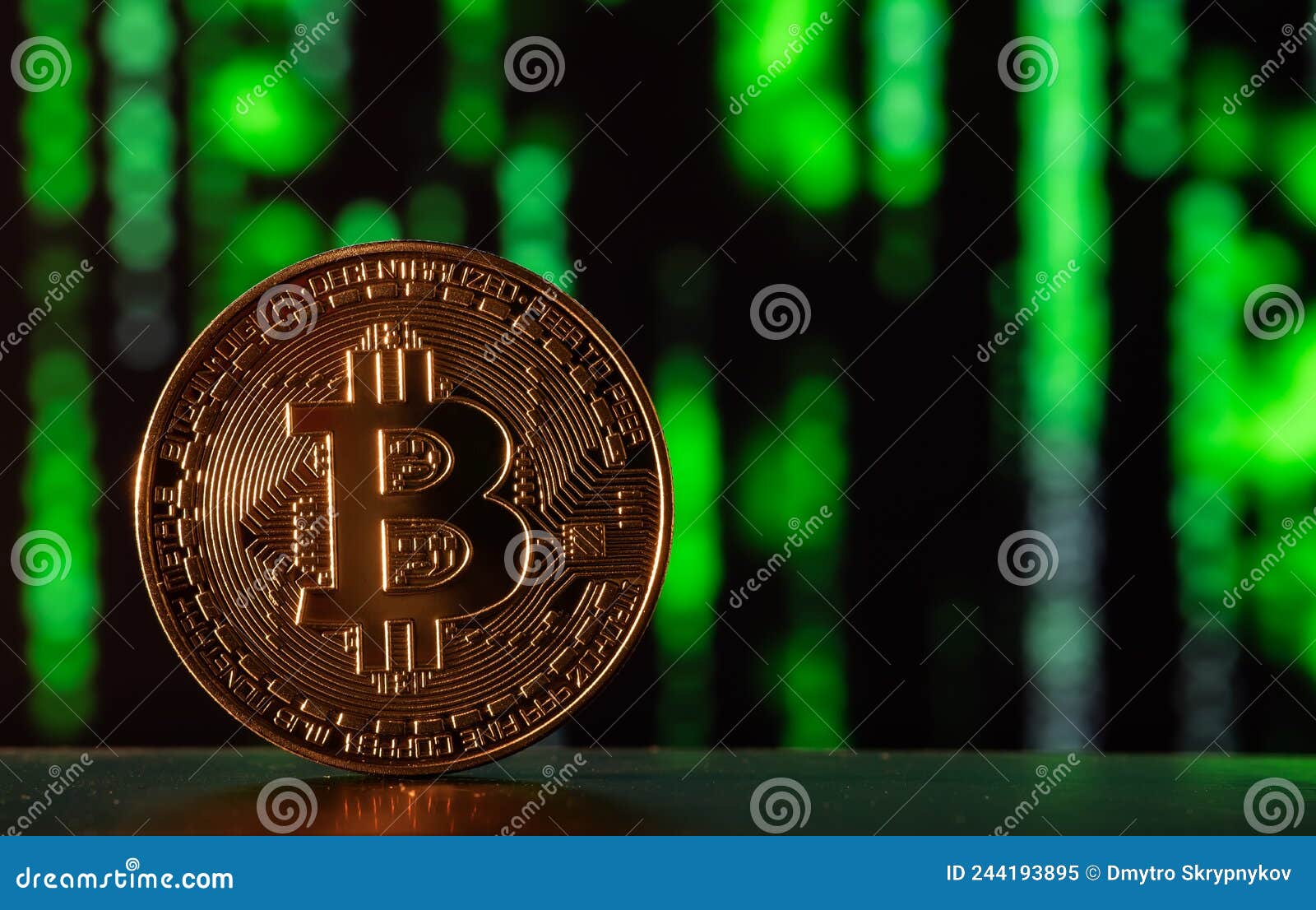 Bitcoin with Technology Binary Code. Digital Binary Data and Secure Data with Number 0 and 1 ...