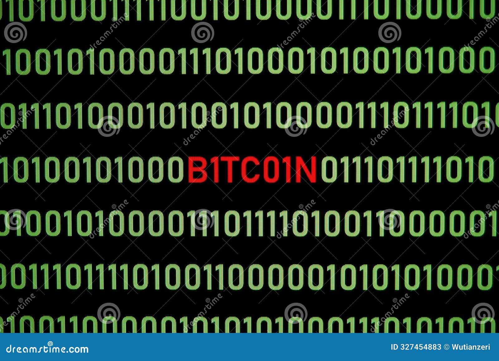 BITCOIN Text and Binary Code Concept from the Desktop Computer Screen Stock Image - Image of ...