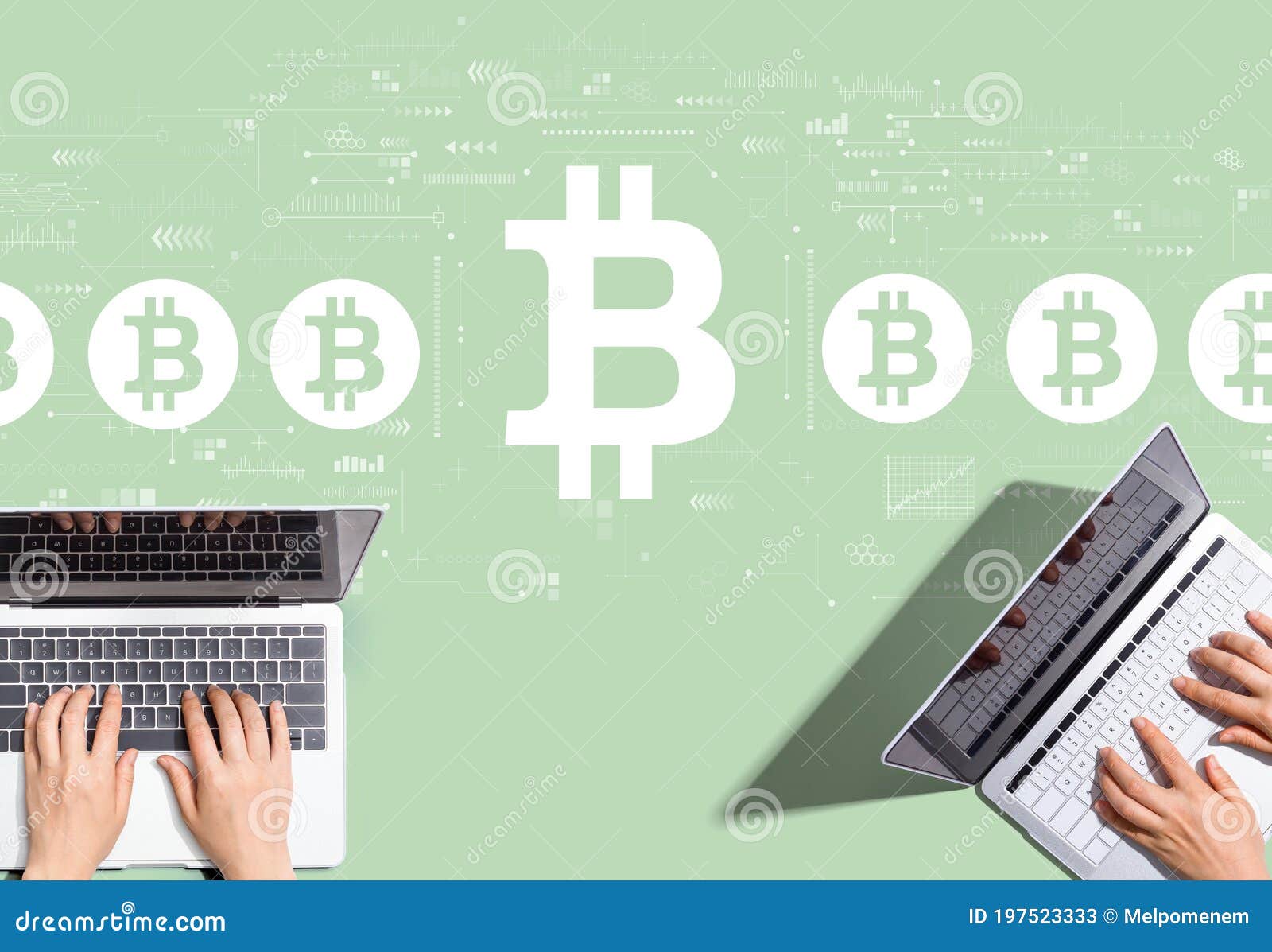 Bitcoin Theme with People Working Together Stock Image - Image of ...