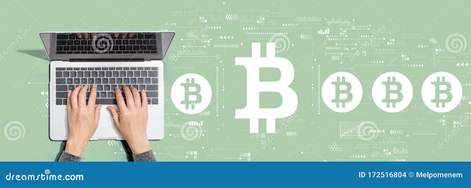 Bitcoin Theme with Person Using Laptop Computer Stock Photo - Image of ...