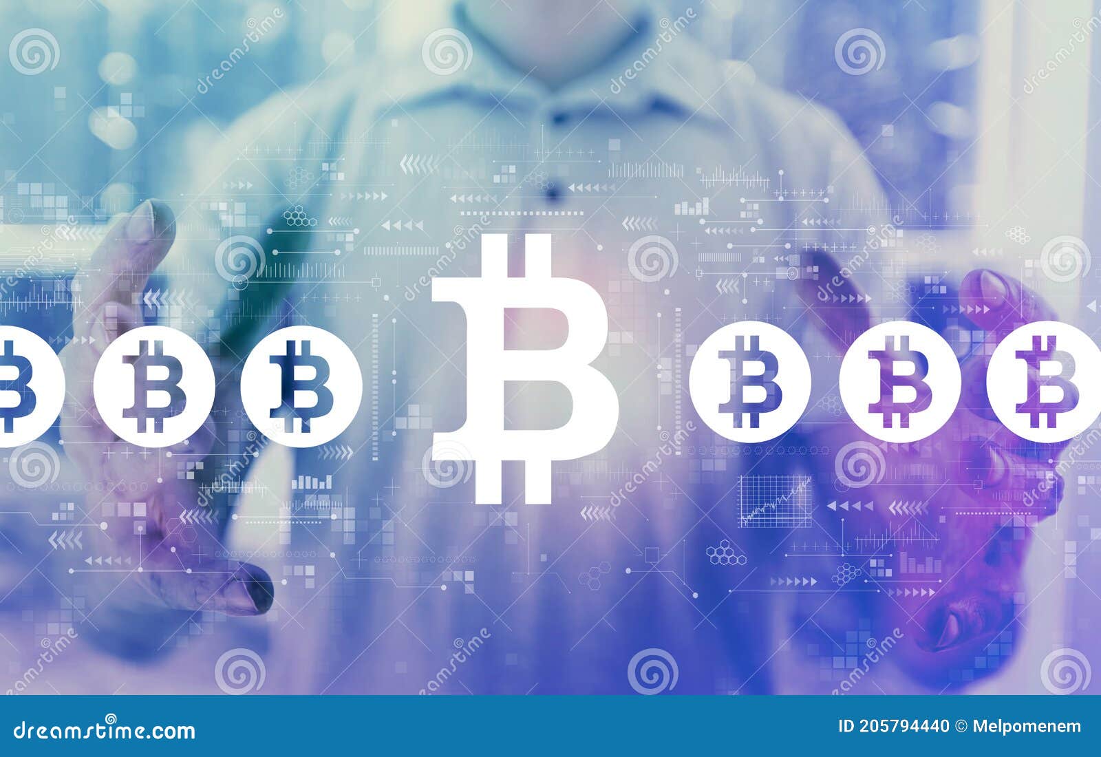 Bitcoin Theme with Young Man Stock Photo - Image of currency, indoor ...