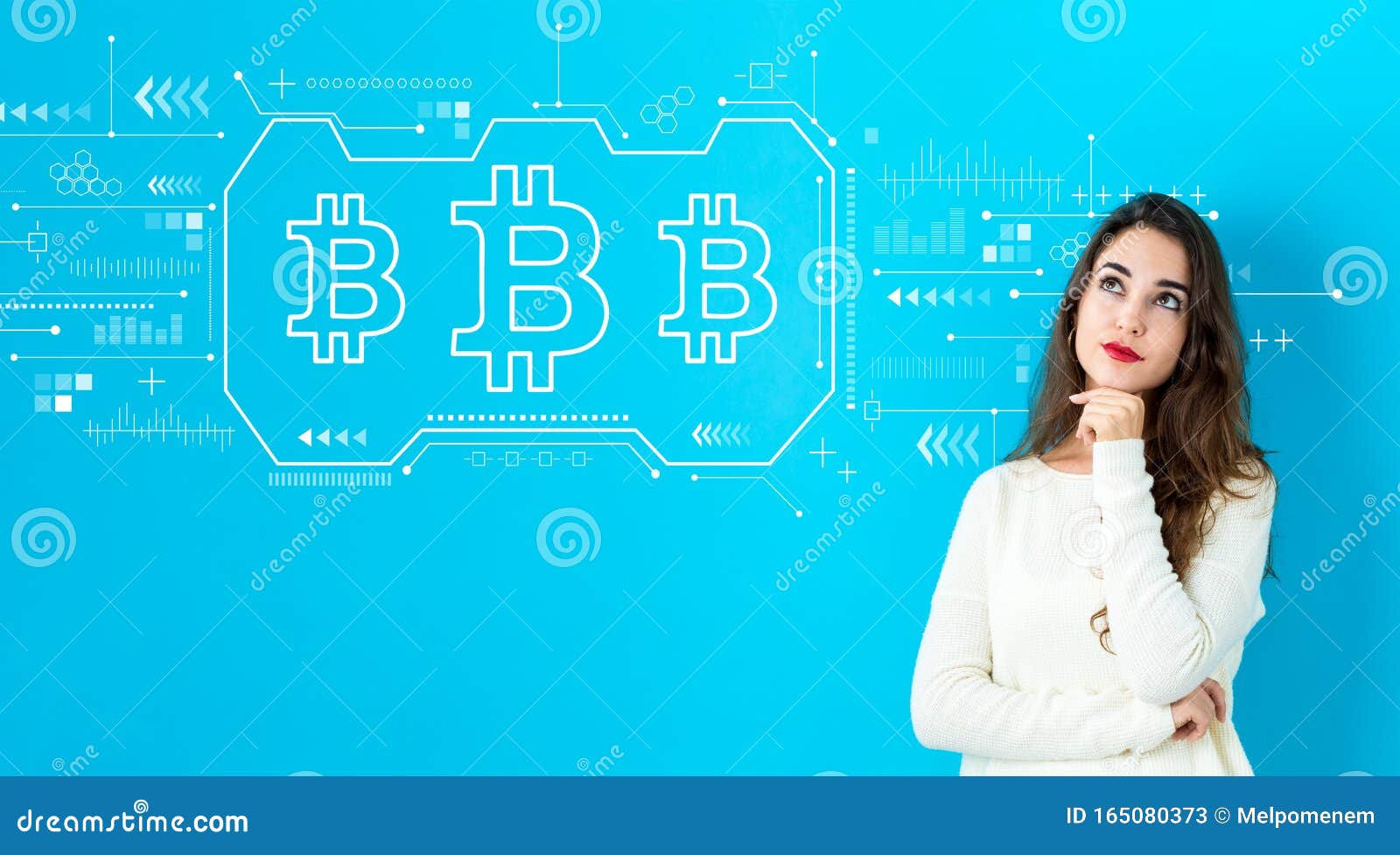 Bitcoin Theme with Young Woman Stock Image - Image of logo, internet ...