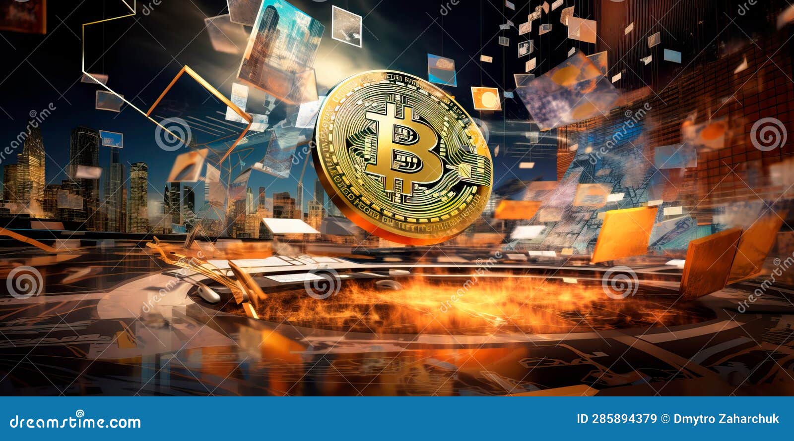 Bitcoin-themed Graphics, Including the Bitcoin Logo, Charts, and ...