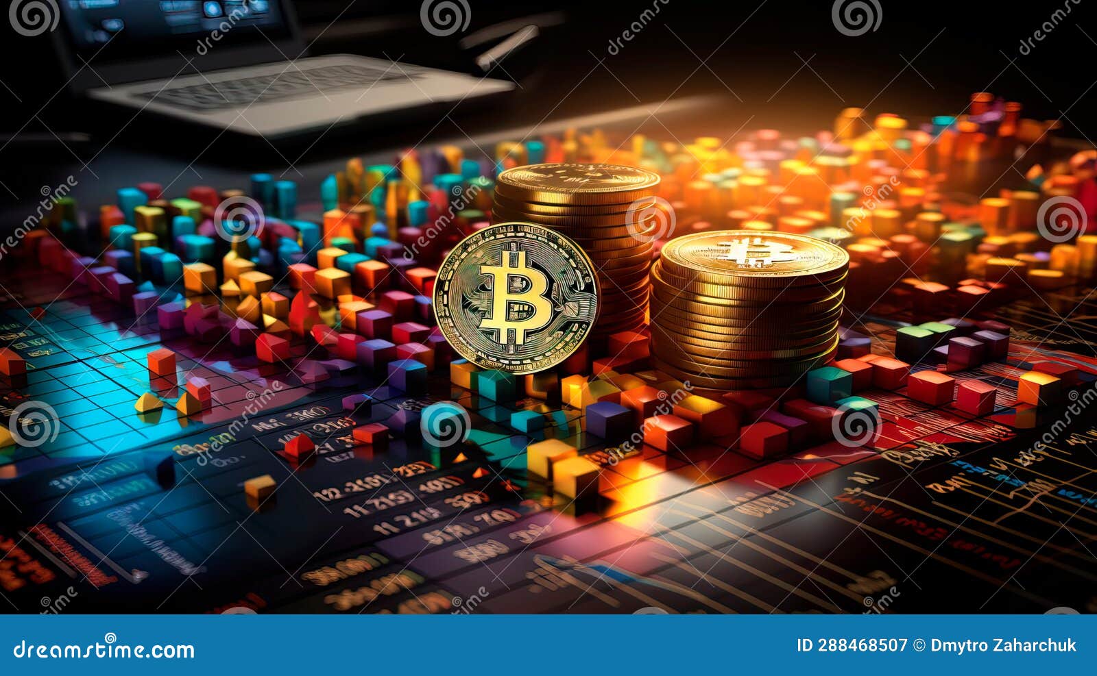 Bitcoin-themed Graphics, Including the Bitcoin Logo, Charts, and ...