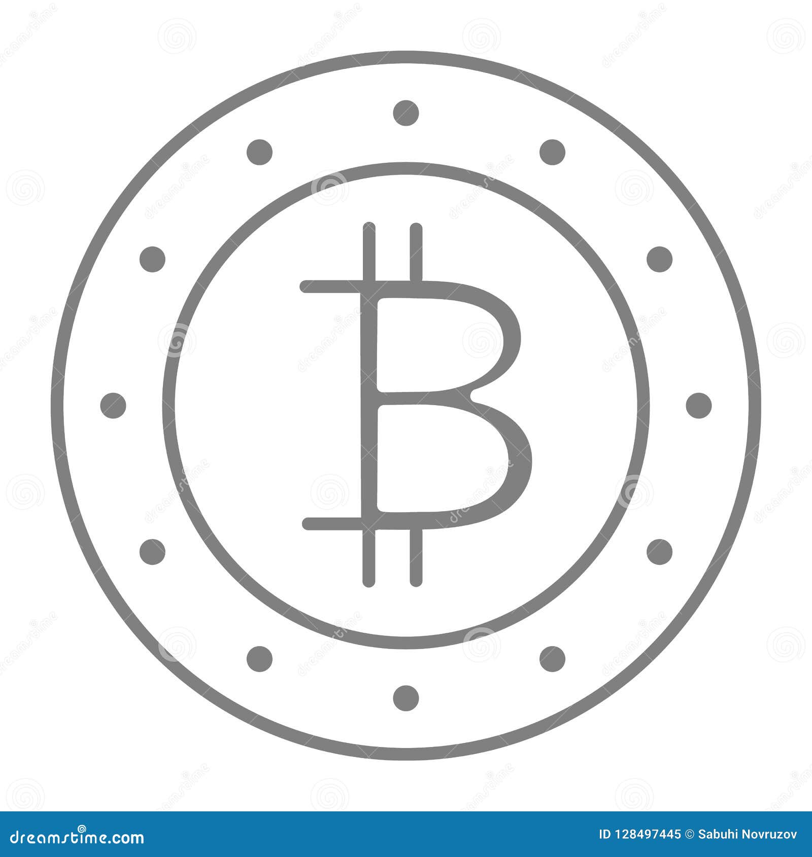 Bitcoin Thin Line Icon. Coin Vector Illustration Isolated on White ...