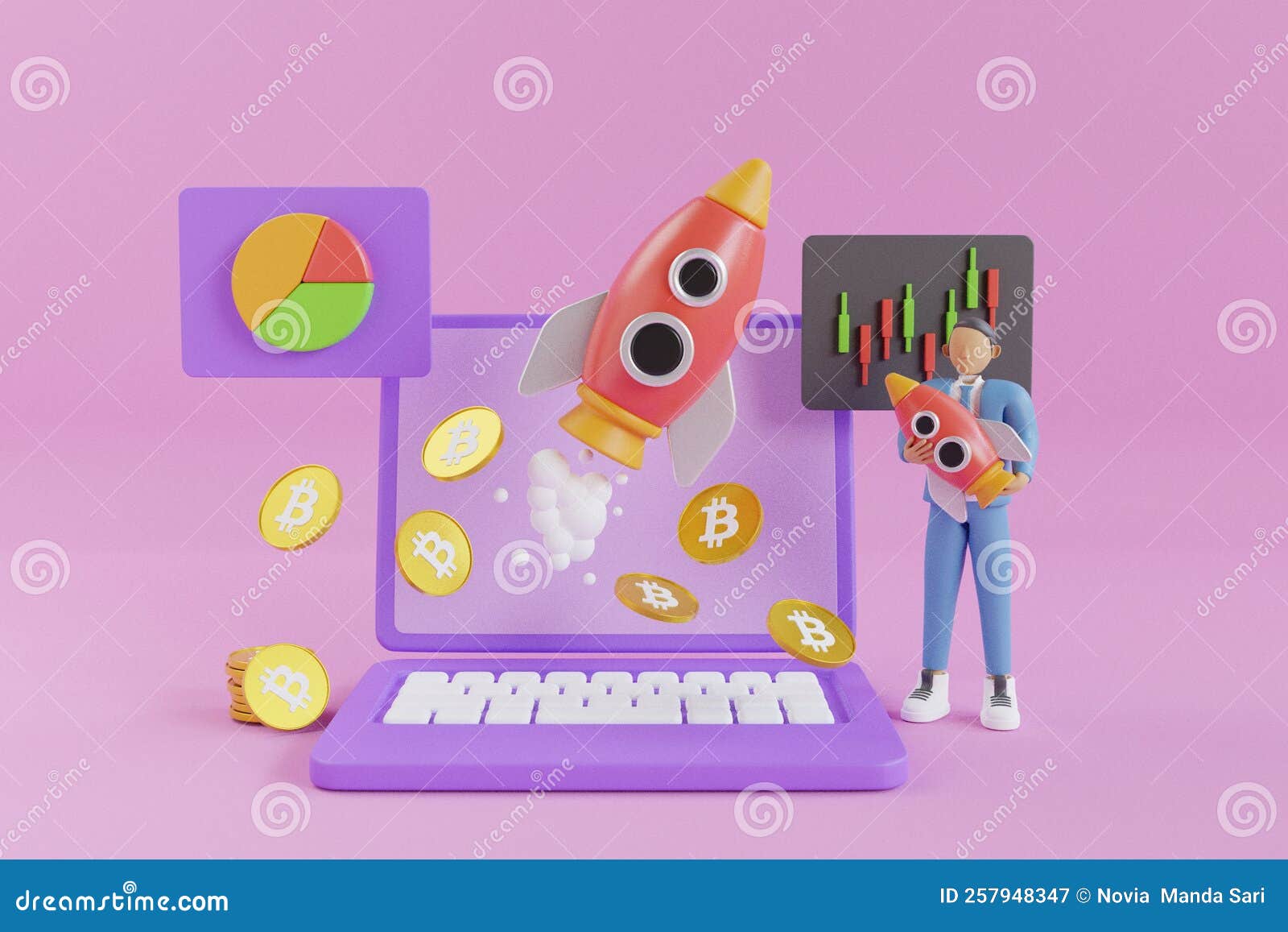 Bitcoin To the Moon Concept or Buy. Bitcoin Cryptocurrency Rocket ...