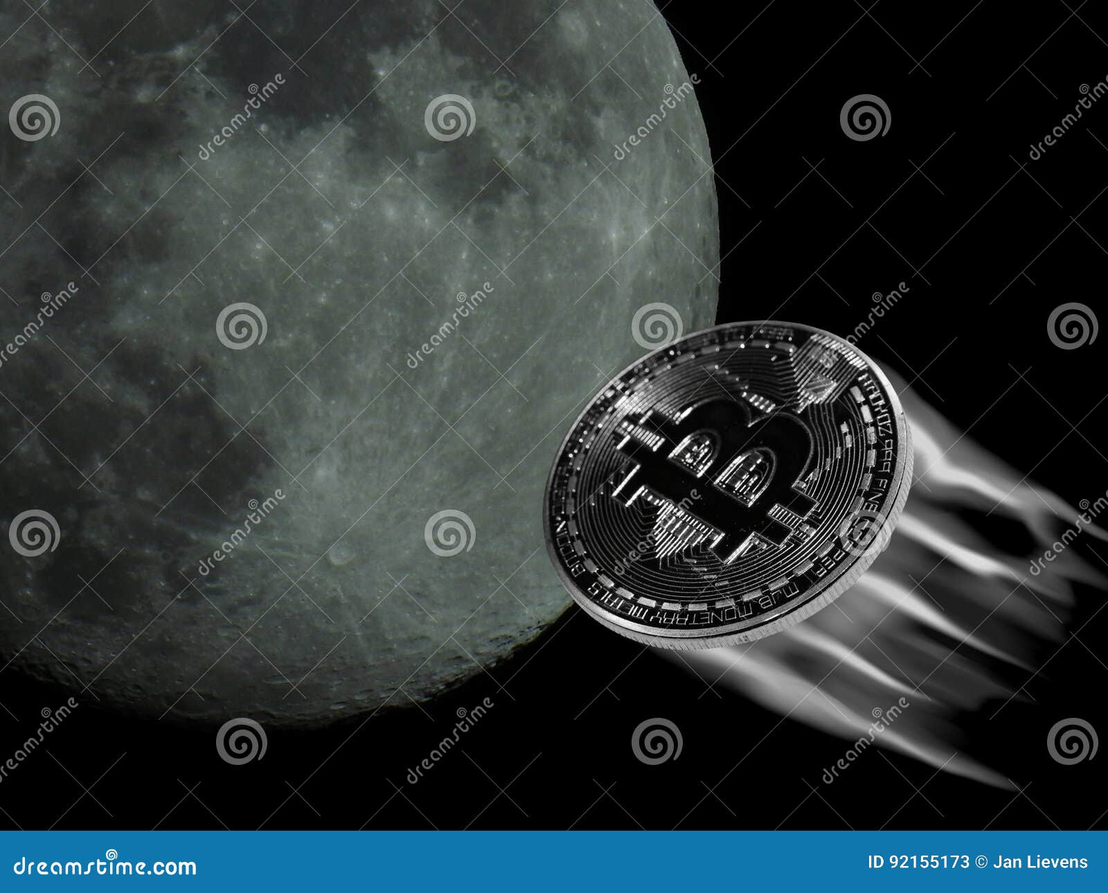 Bitcoin to the moon stock image. Image of market, exchange - 92155173