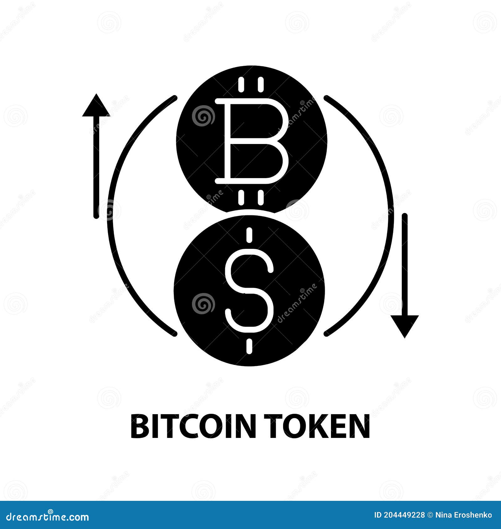 Bitcoin Token Icon, Black Vector Sign with Editable Strokes, Concept ...