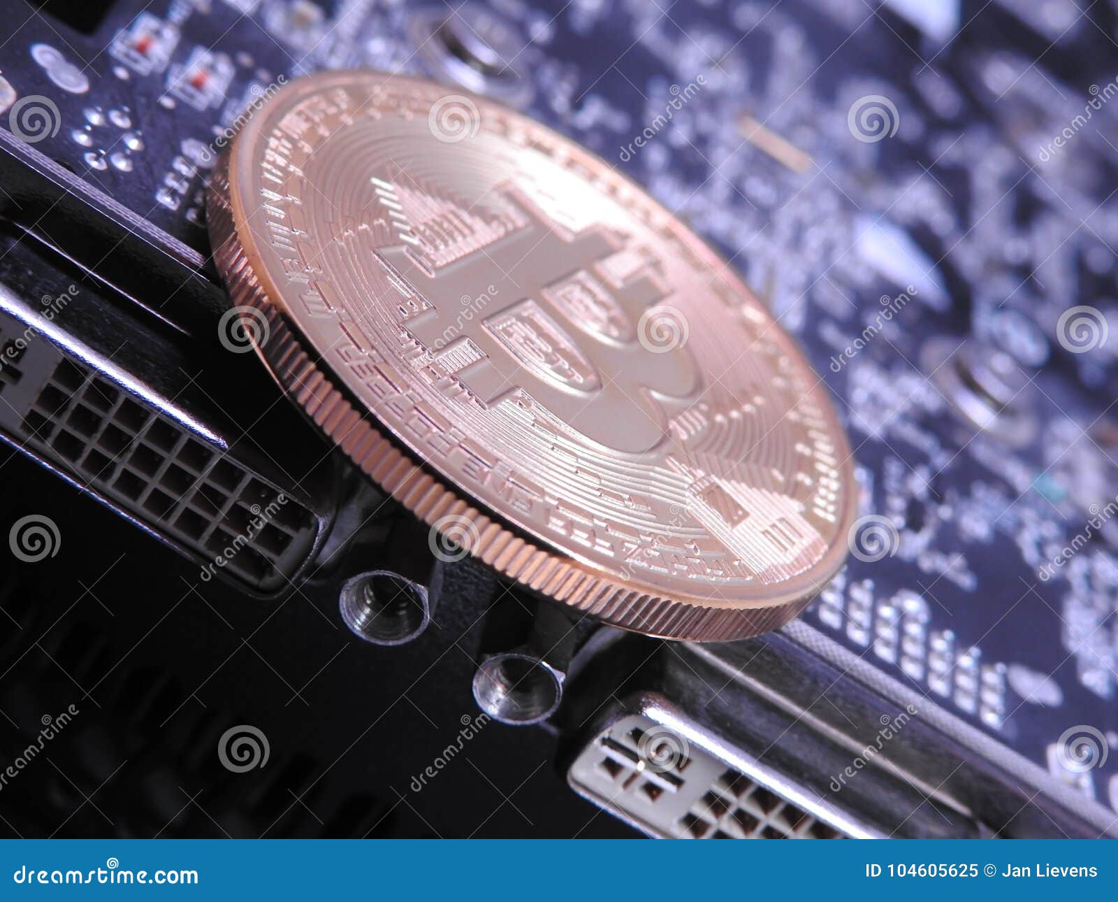 Bitcoin and Top of Graphics Processing Unit or GPU Stock Image - Image ...