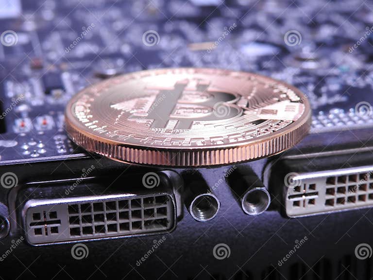 Bitcoin on Top of Graphics Processing Unit or GPU Stock Image - Image ...