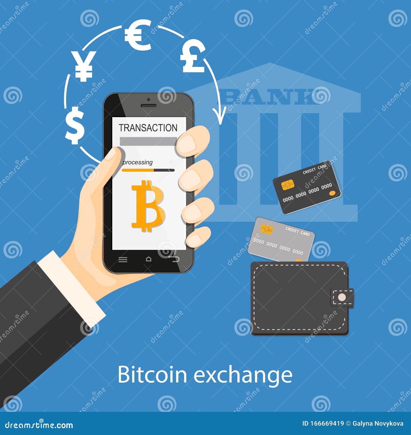 Bitcoin Transaction Exchange Stock Vector - Illustration of ...