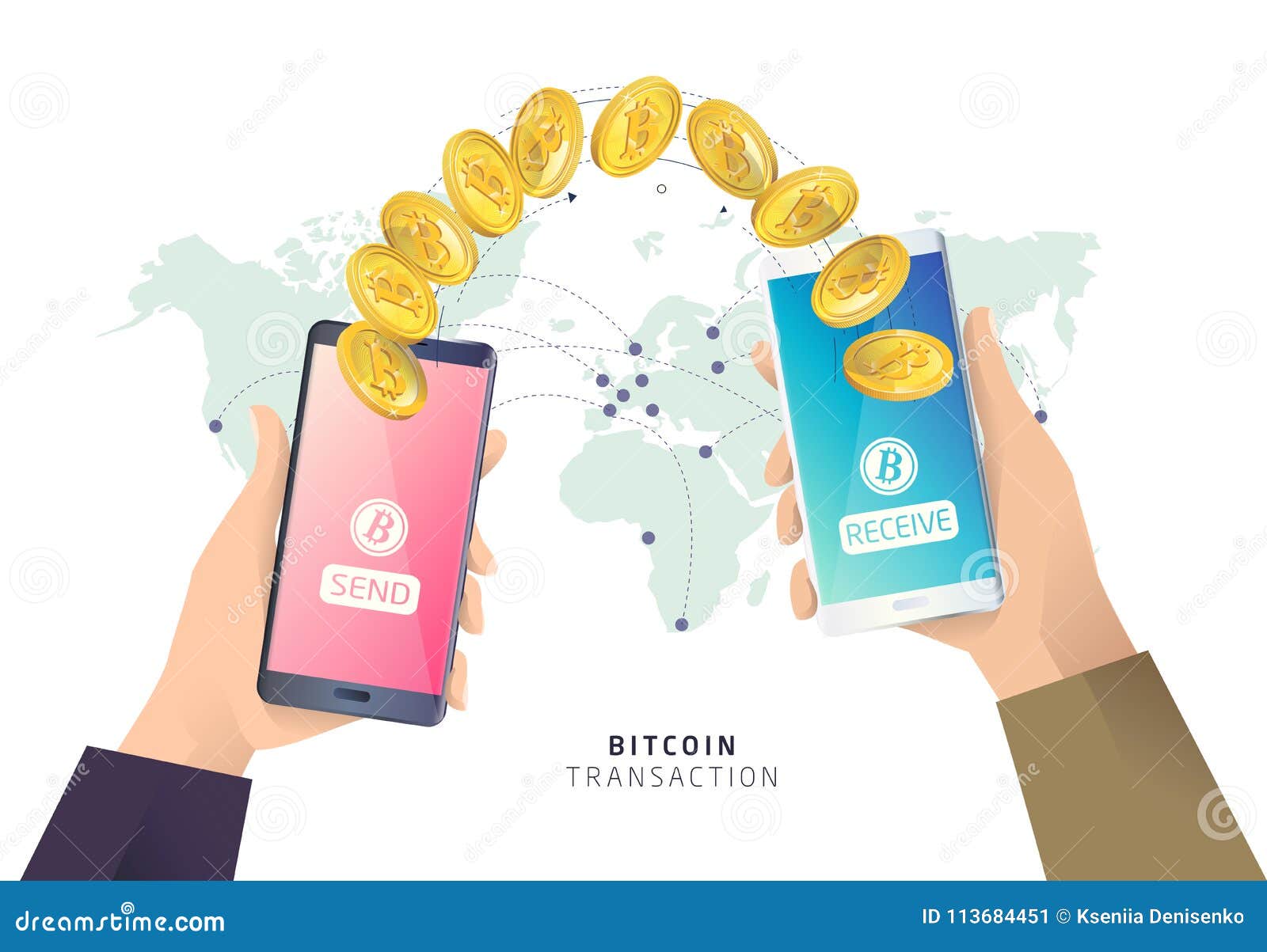 Bitcoin Transaction. Vector Isometric Illustration. Stock Vector ...