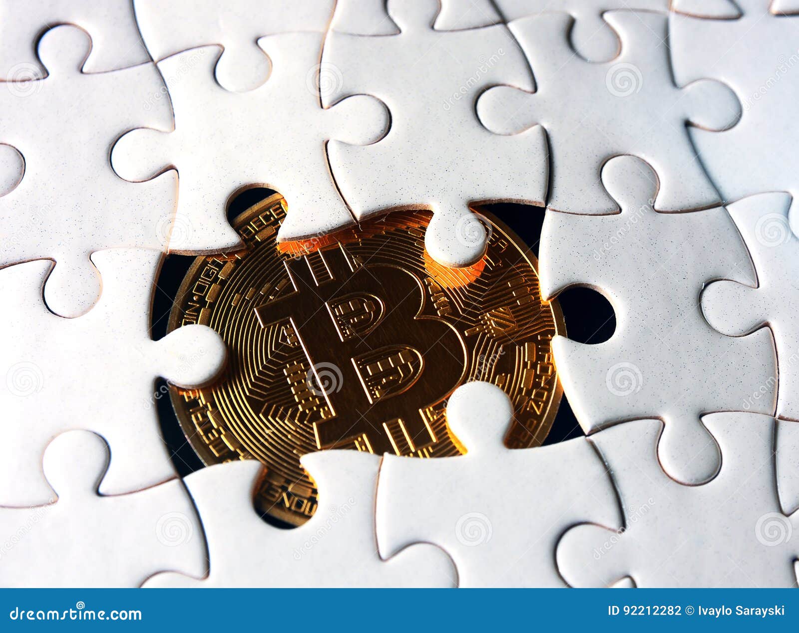 Bitcoin under puzzle stock photo. Image of symbol, management - 92212282