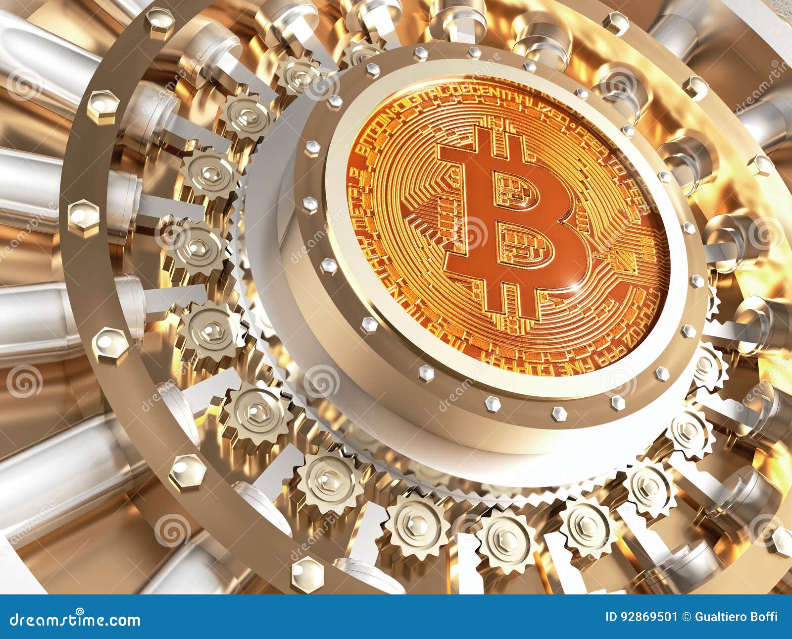 Bitcoin vault door stock illustration. Illustration of steel - 92869501