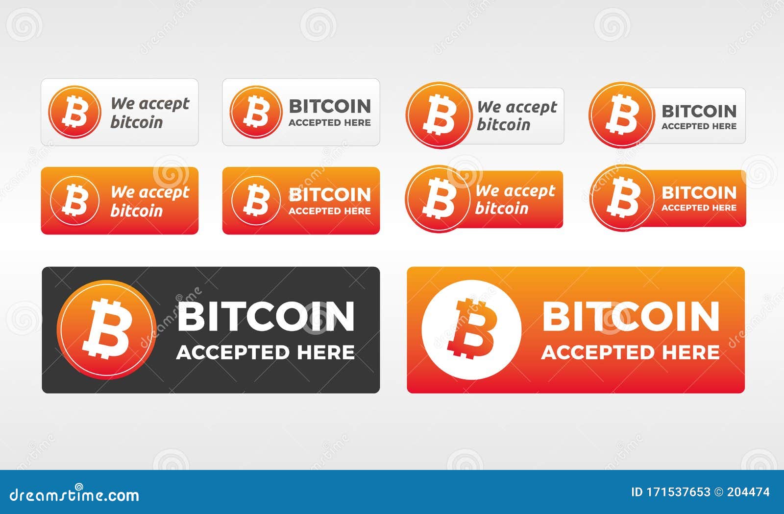 Bitcoin Vector Big Icon Set, Multi-color Banners, Sign Emblem with Text ...