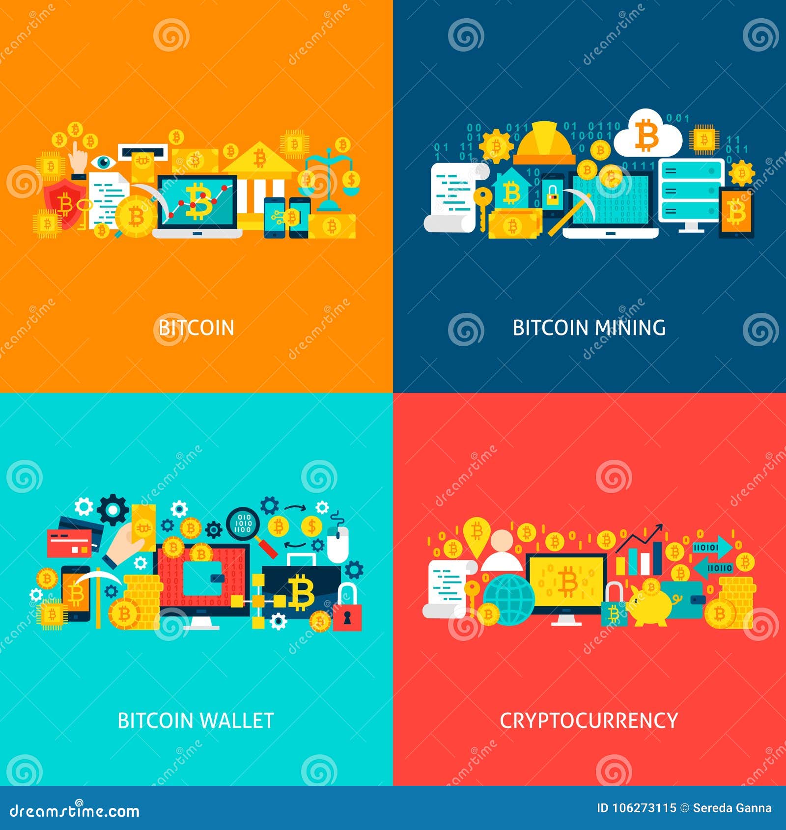 Bitcoin Vector Concepts stock vector. Illustration of chain - 106273115