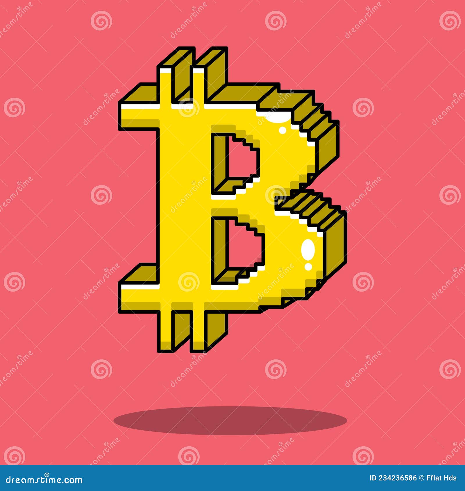 Bitcoin Pixel Art Isolated. Crypto Currency 8 Bit. Cryptocurrency ...