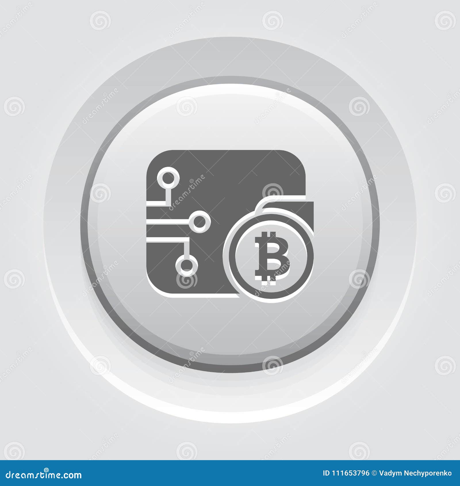 Bitcoin Wallet Icon. stock vector. Illustration of button - 111653796