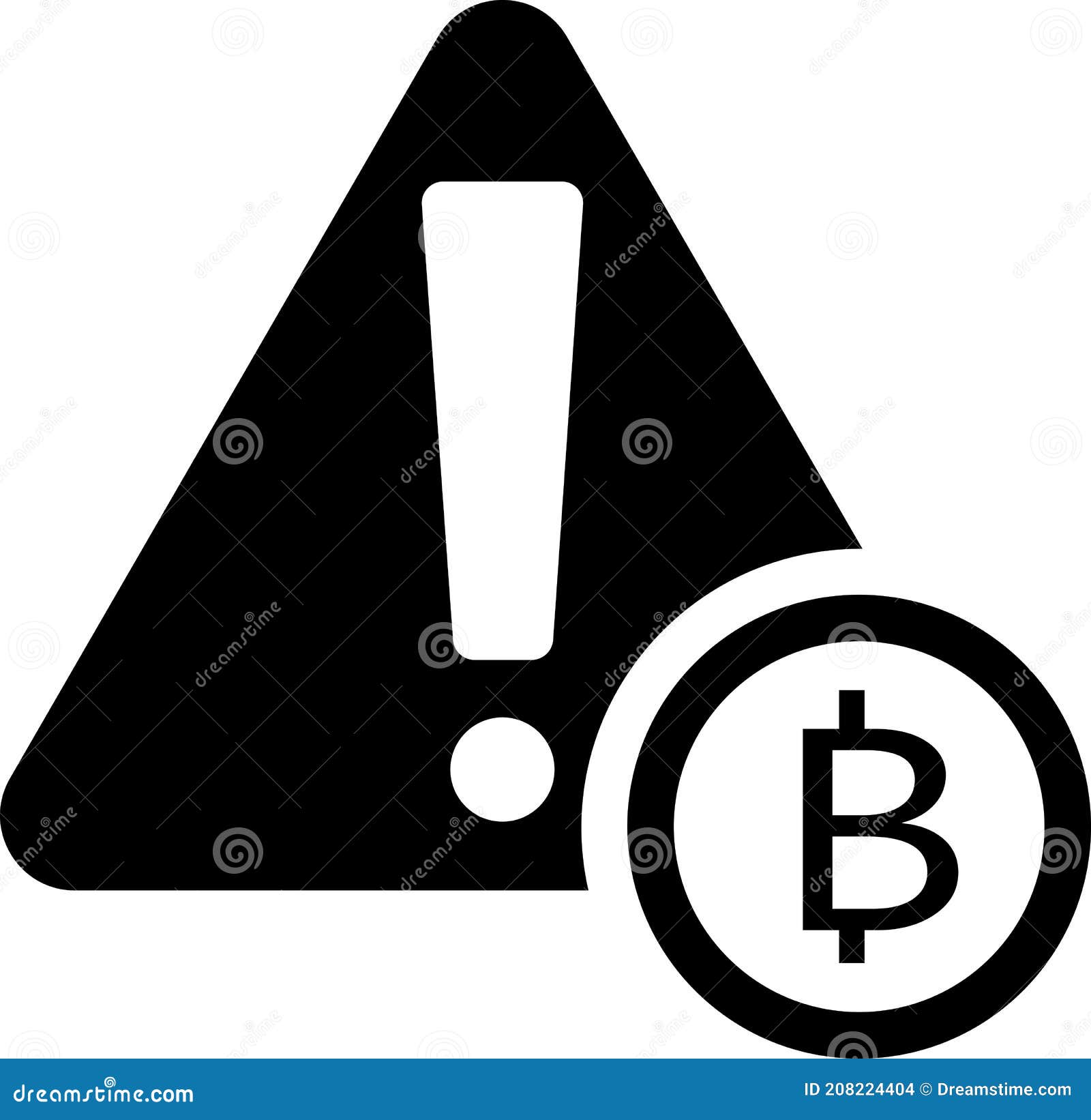 A Bitcoin Warning Icon with a Flat Style. Stock Vector - Illustration ...