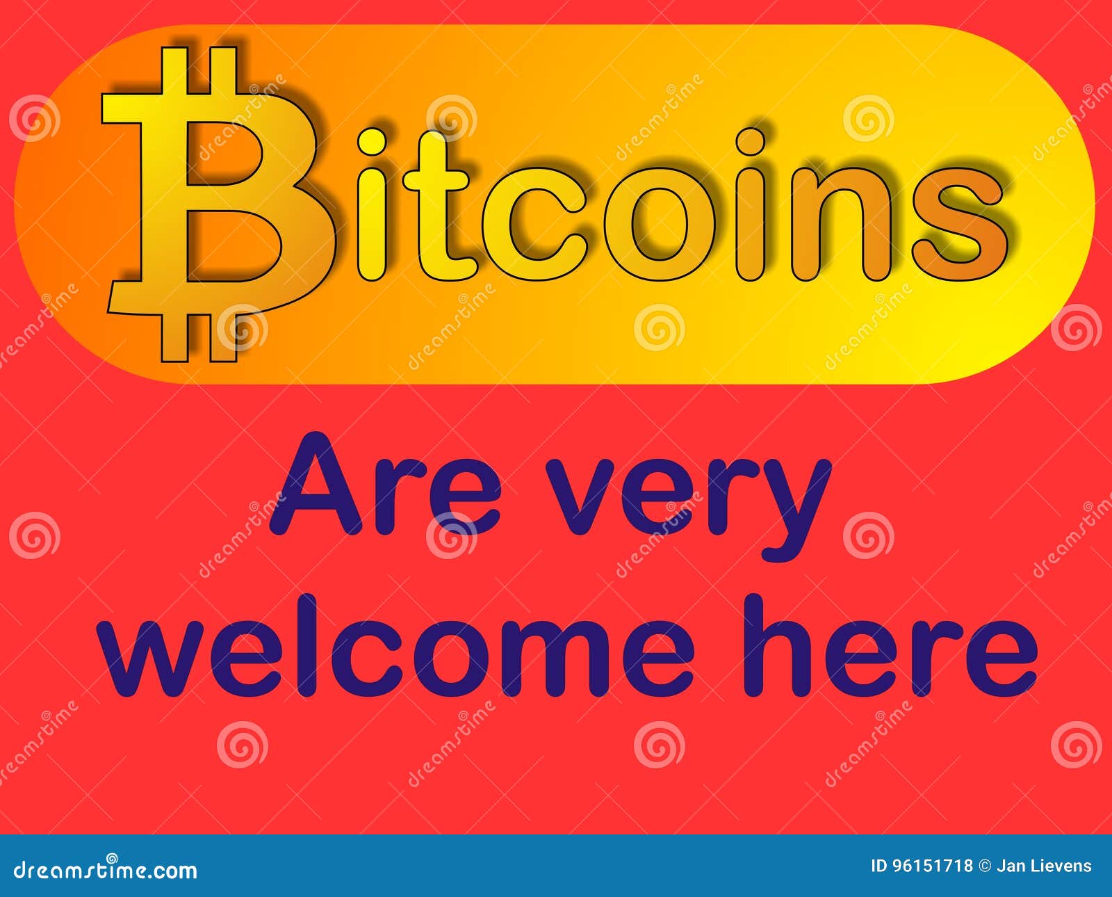 Bitcoin Welcome - Accepted Sign Stock Illustration - Illustration of ...