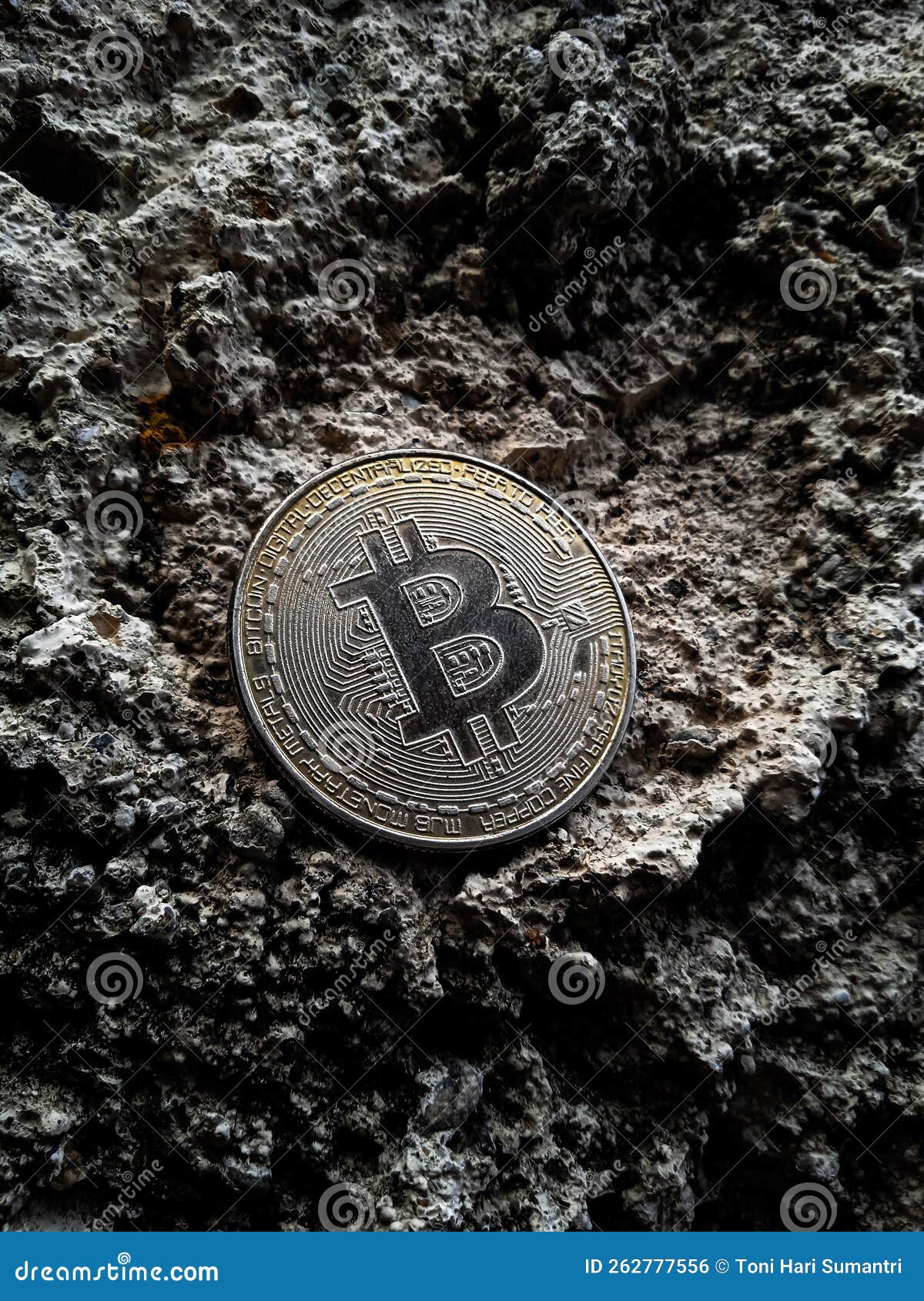 A Bitcoin on a White Rock with Aesthetic Lighting Stock Photo - Image ...