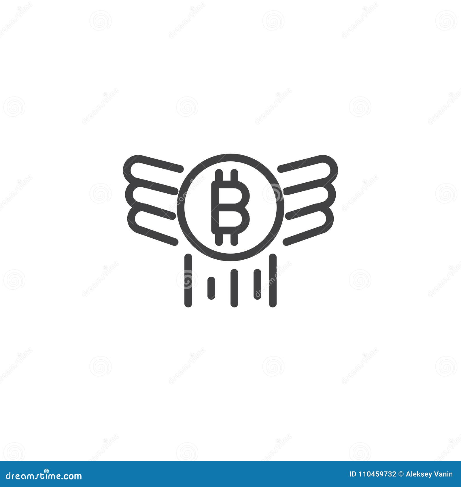 Bitcoin with Wings Outline Icon. Stock Vector - Illustration of ...