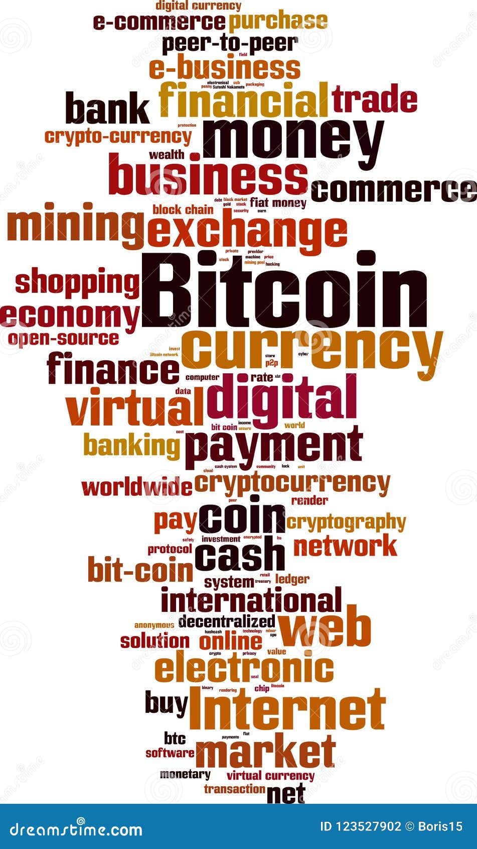Bitcoin word cloud stock vector. Illustration of banking - 123527902