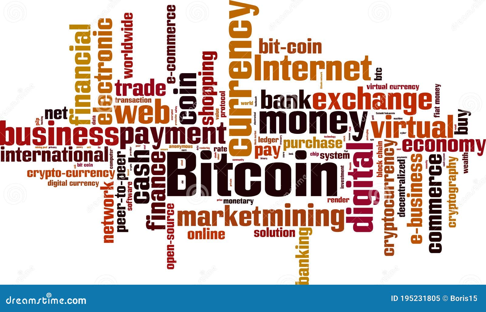 Bitcoin word cloud stock vector. Illustration of network - 195231805