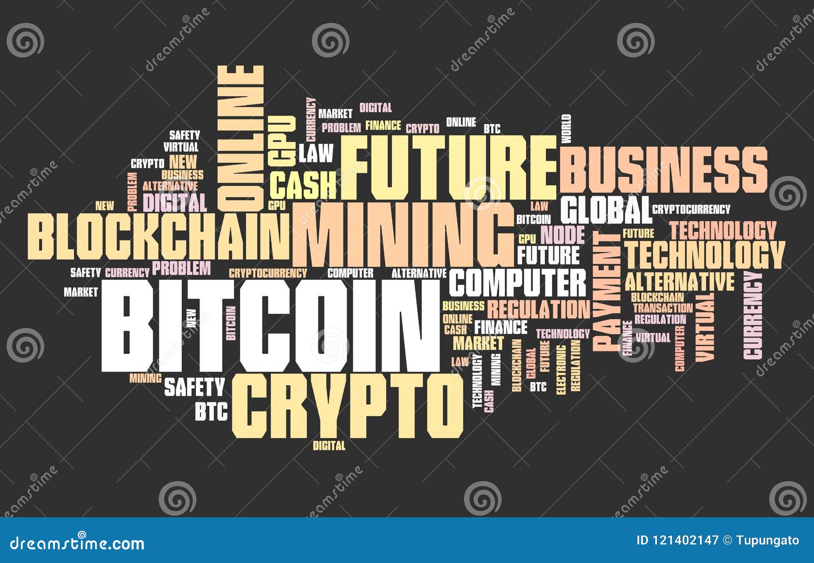 Bitcoin word cloud stock illustration. Illustration of currency - 121402147