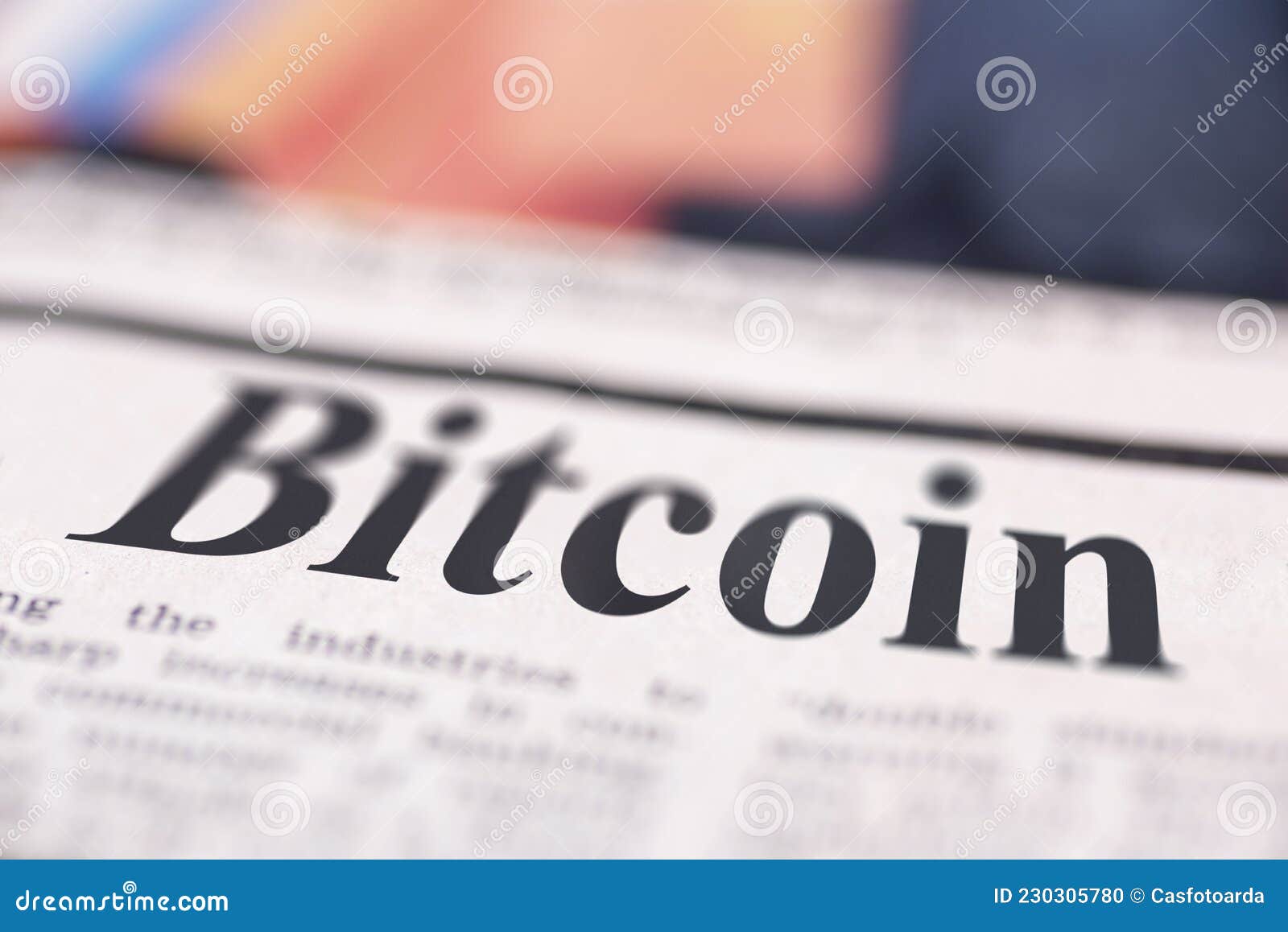 Bitcoin written newspaper stock photo. Image of finance - 230305780