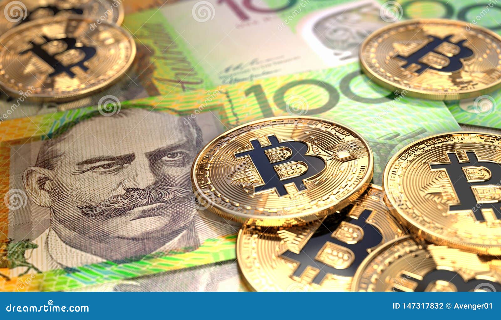 Bitcoins on Australian Bank Notes. Stock Illustration - Illustration of ...